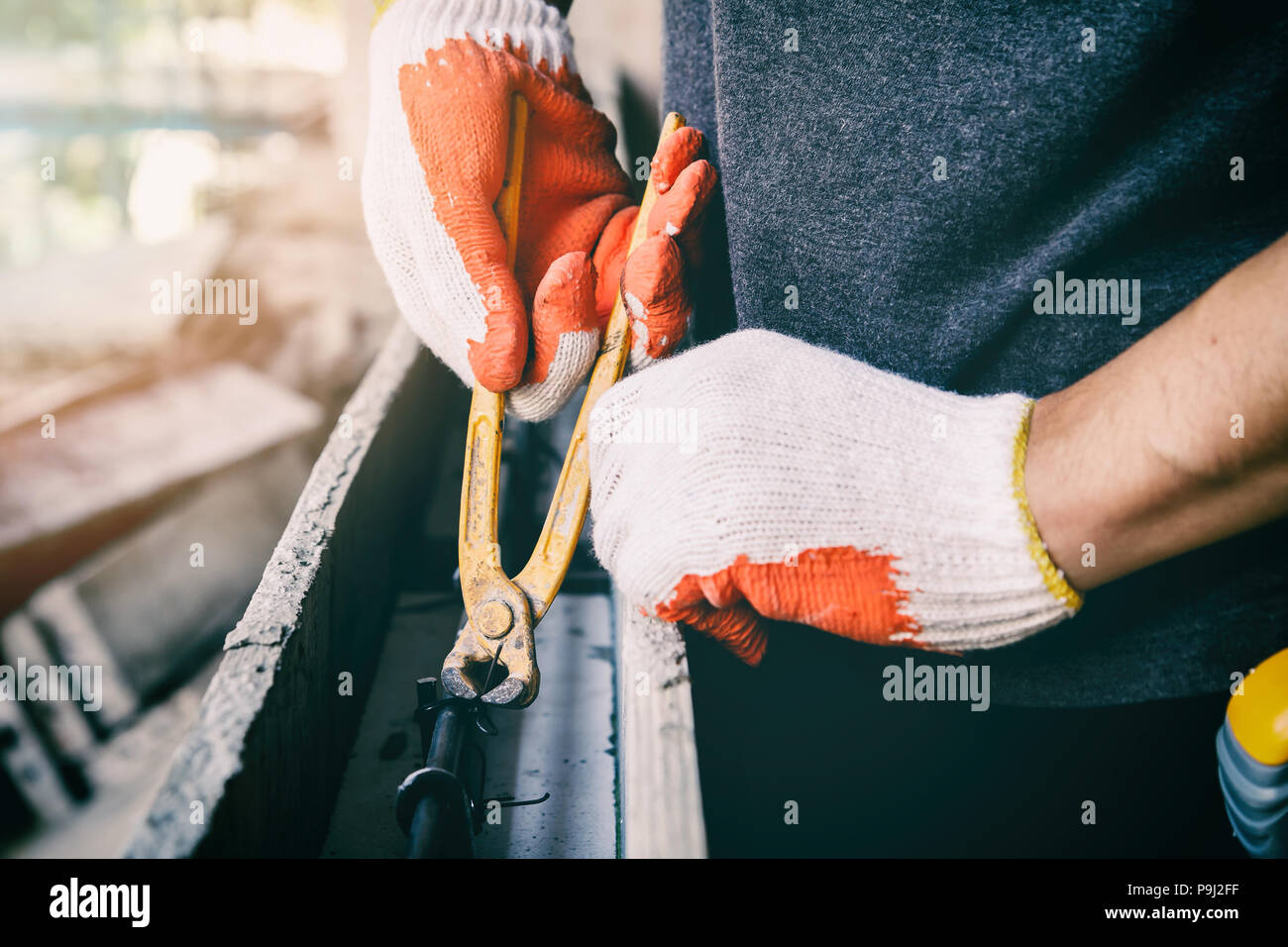 Construction holding rebar construction site hi-res stock photography ...