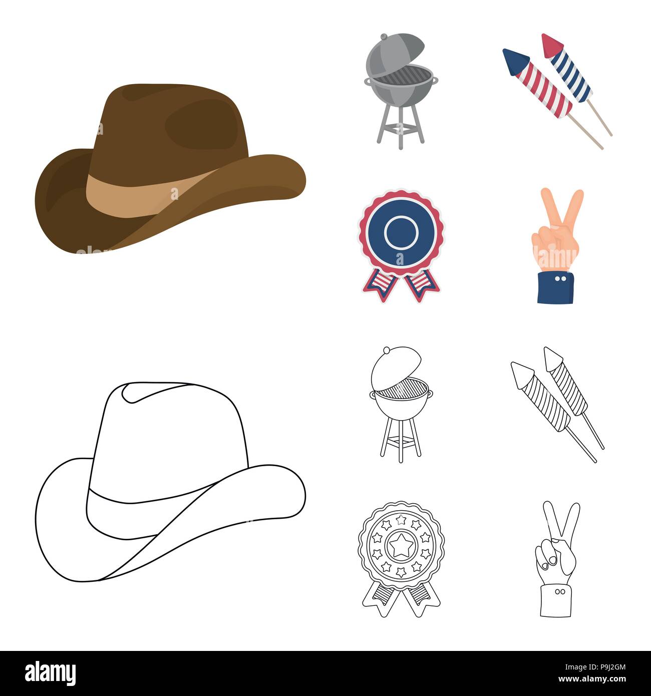 Barbecue, salute, voting ebblema, victory. The patriot day set ...