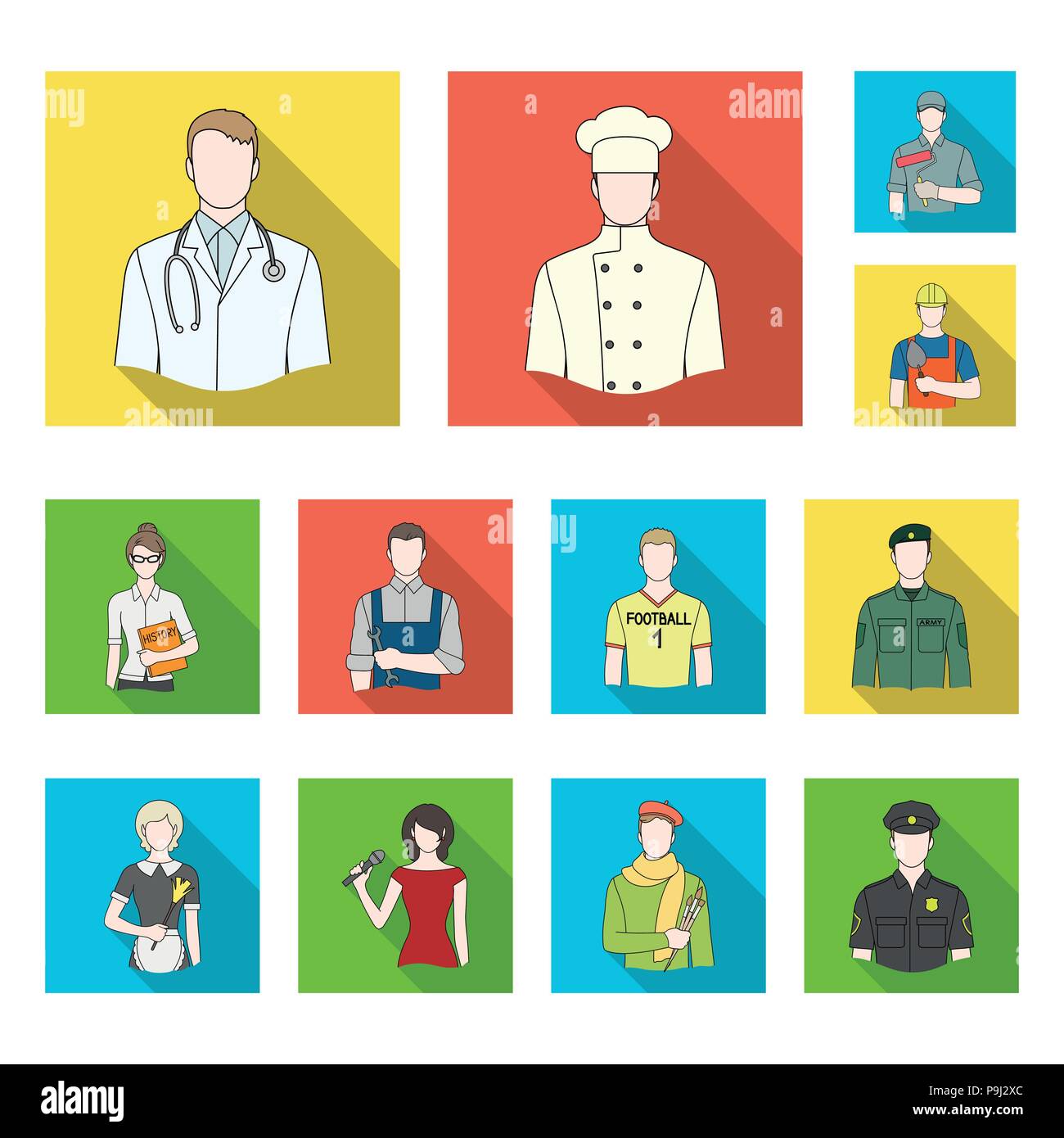 People of different professions flat icons in set collection for design ...