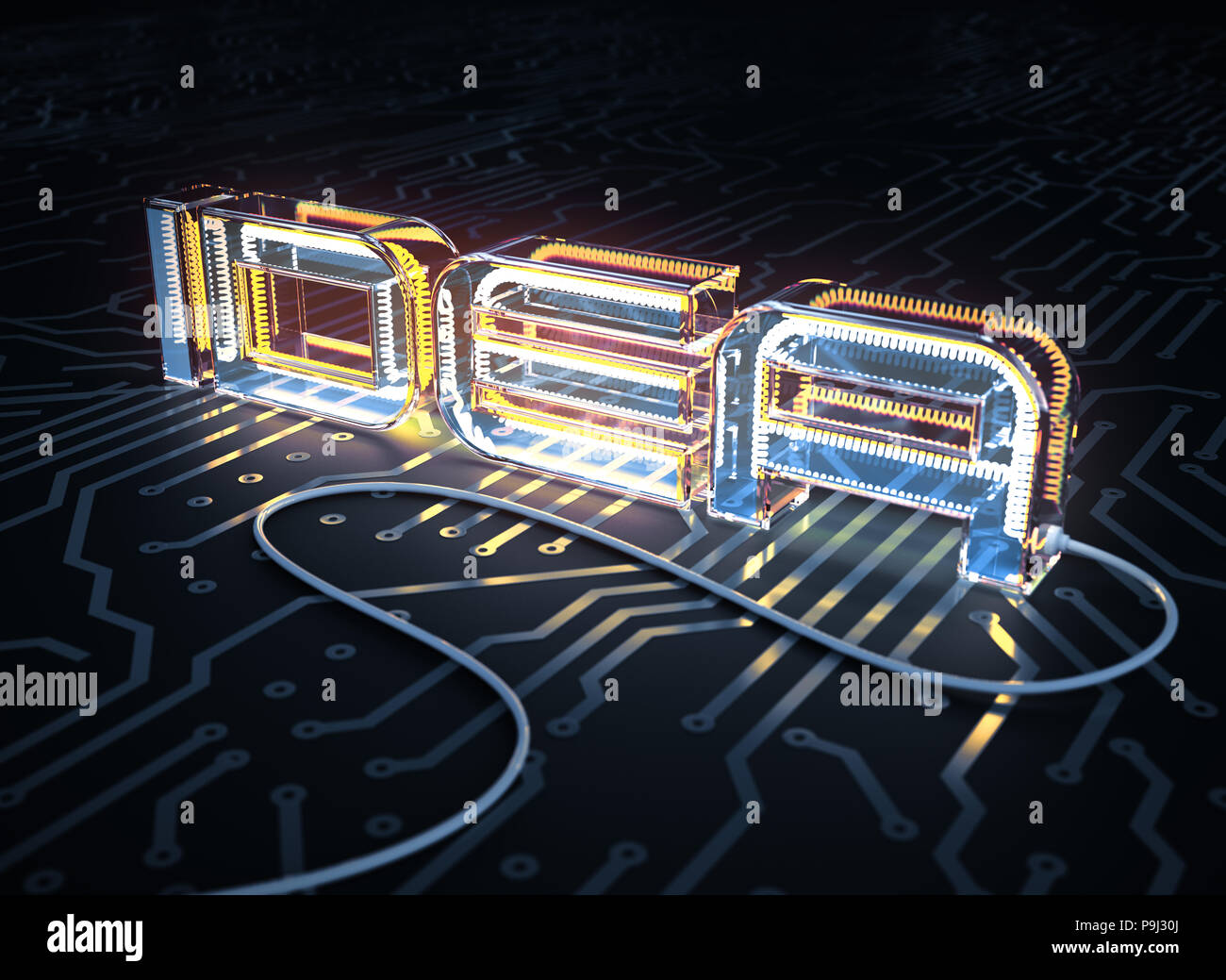 Text IDEA Made As An Electric Lamp On Printed Circuit Board. 3D ...