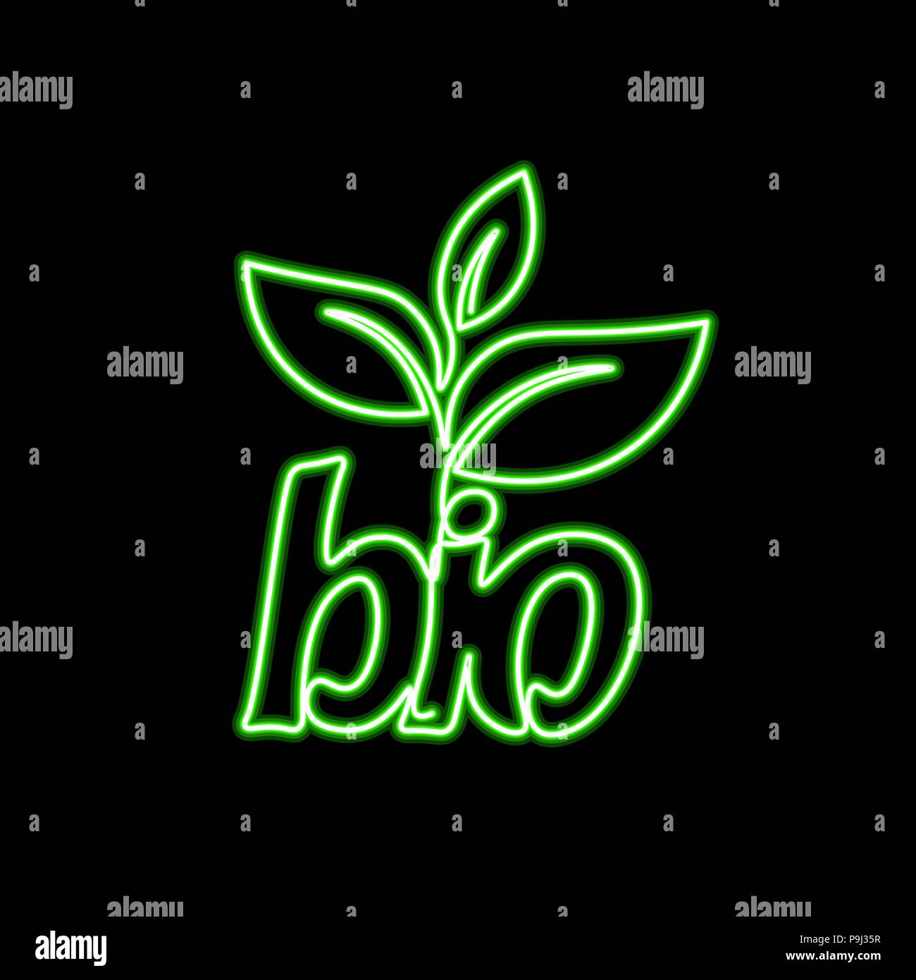 Neon sign single continuous line art growing sprout. Plant leaves seed ...