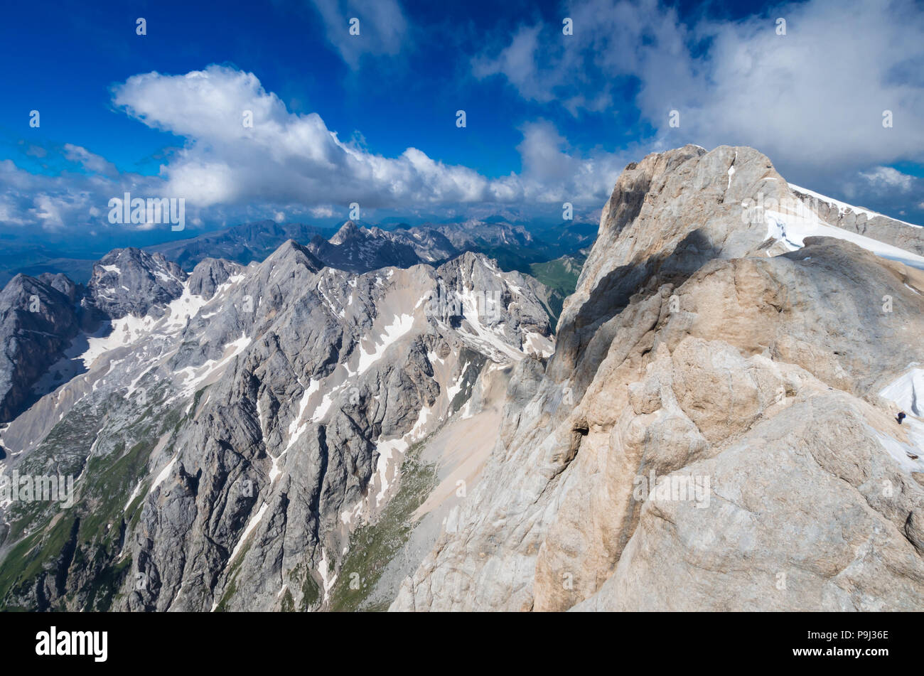 Marmolada massif, Dolomiti, Itay. Spectacular view over the Punta Rocca ...