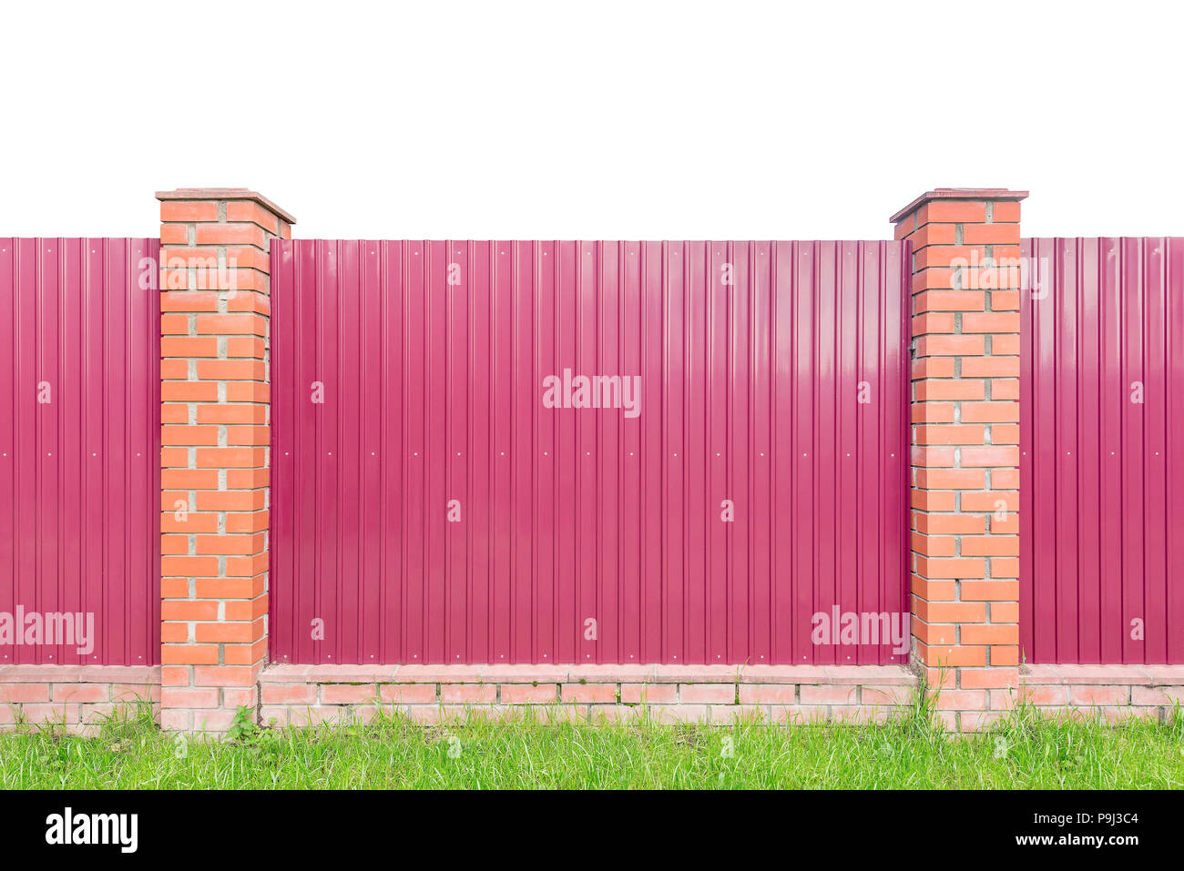 Metal fence by the road isolated on white Stock Photo - Alamy