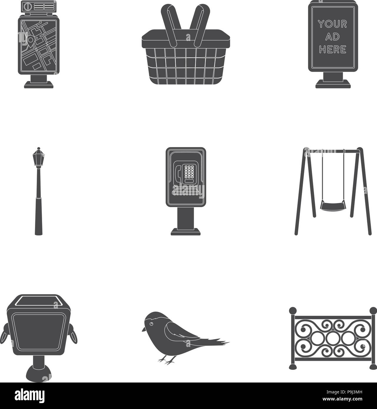 Park set icons in black style. Big collection of park vector symbol ...