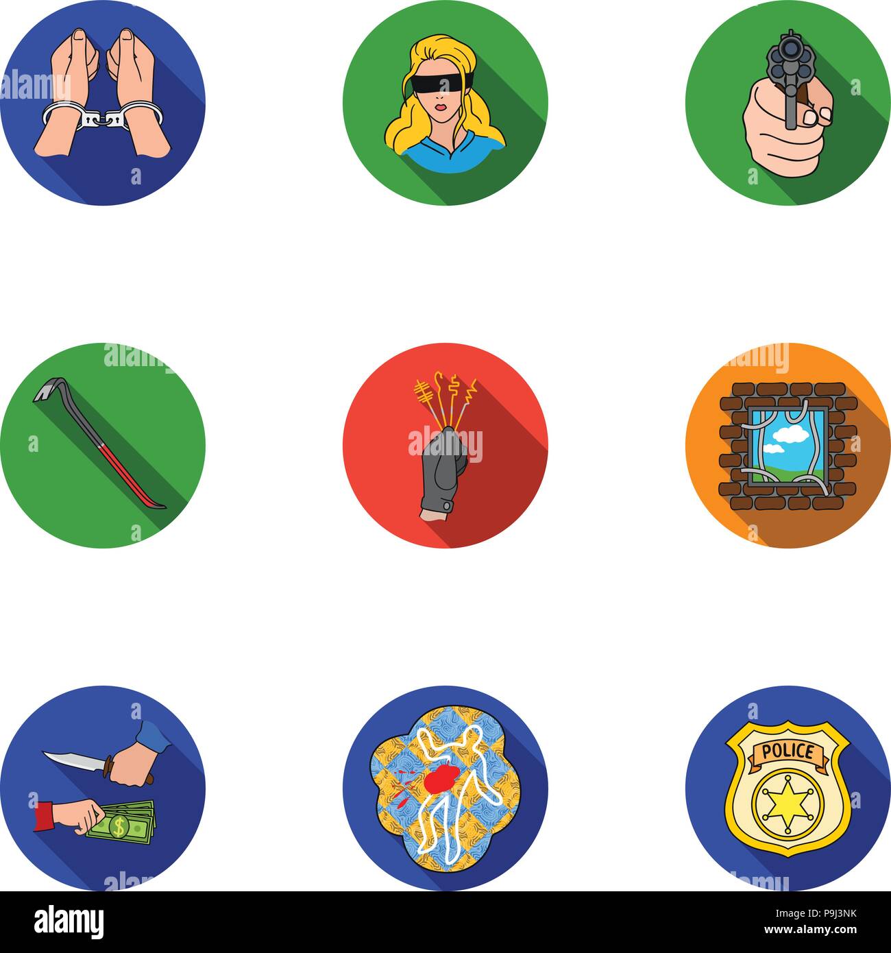 Crime set icons in flat style. Big collection of crime vector symbol ...