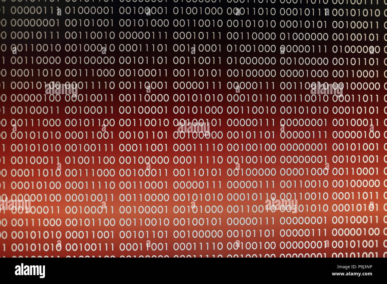Blocks Of Binary Data Blockchain Concept Red Background With Computer Digital Binary Code Bit