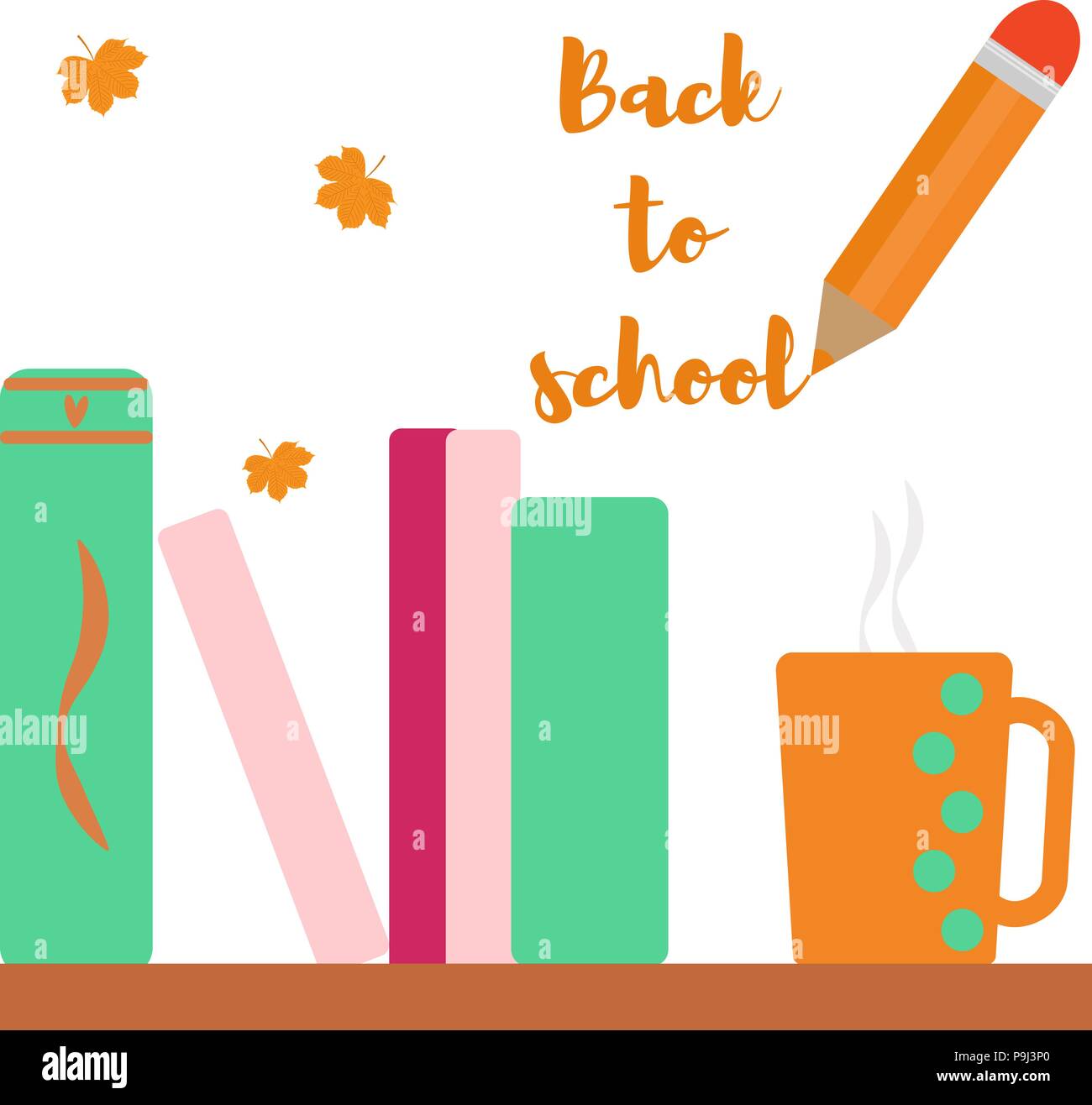 Cup hot coffee books Stock Vector Images - Alamy