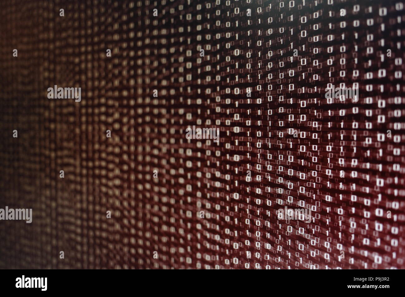 Blocks Of Binary Data Blockchain Concept Red Background With Computer Digital Binary Code Bit