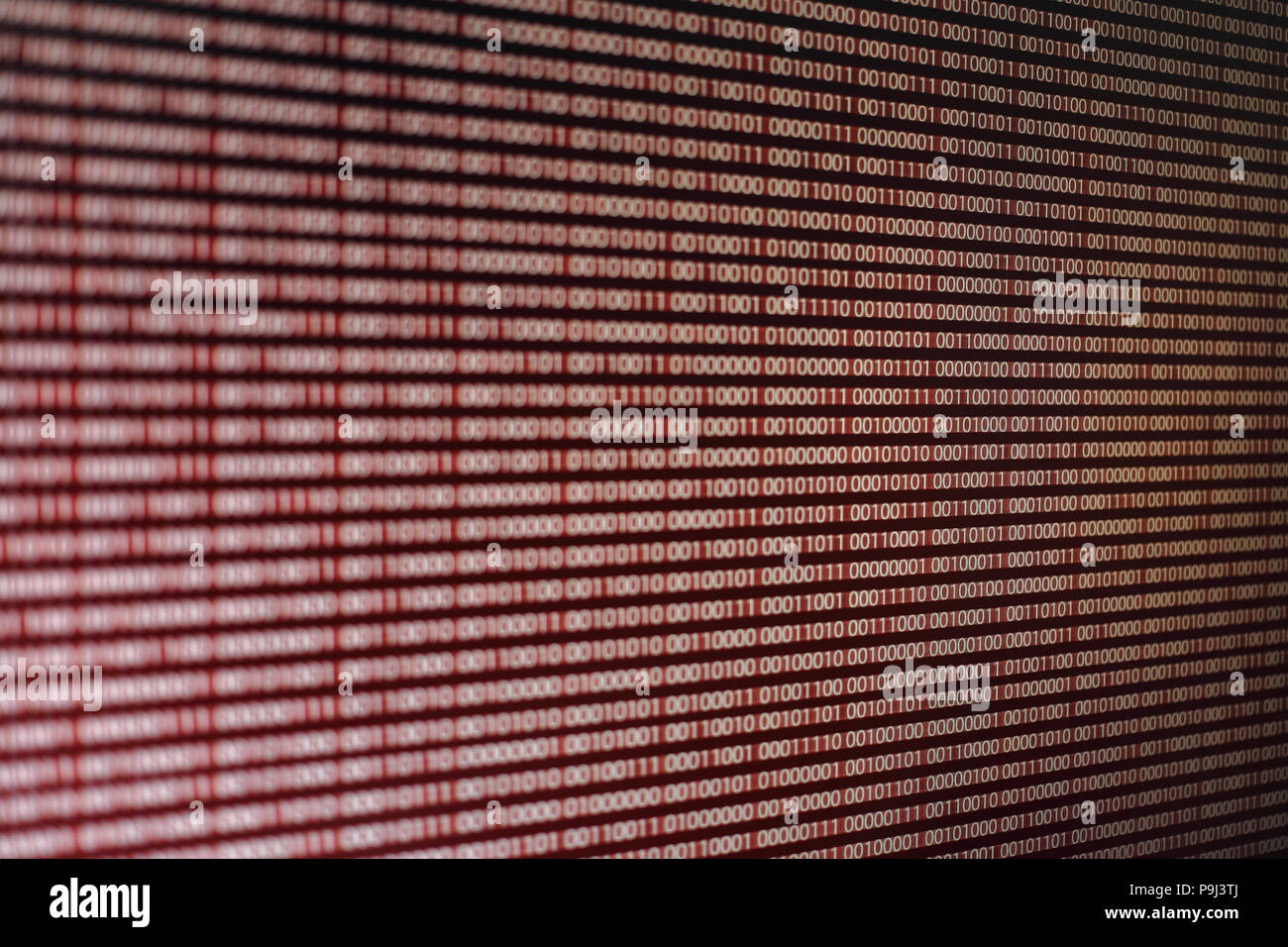 Blocks Of Binary Data Blockchain Concept Red Background With Computer Digital Binary Code Bit