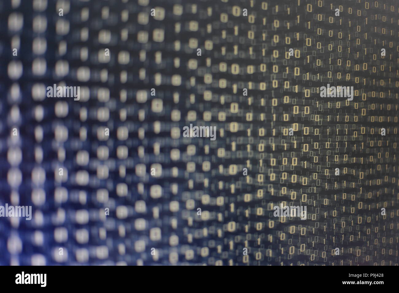 Blocks Of Binary Data Blockchain Concept Blue Background With Computer Digital Binary Code Bit