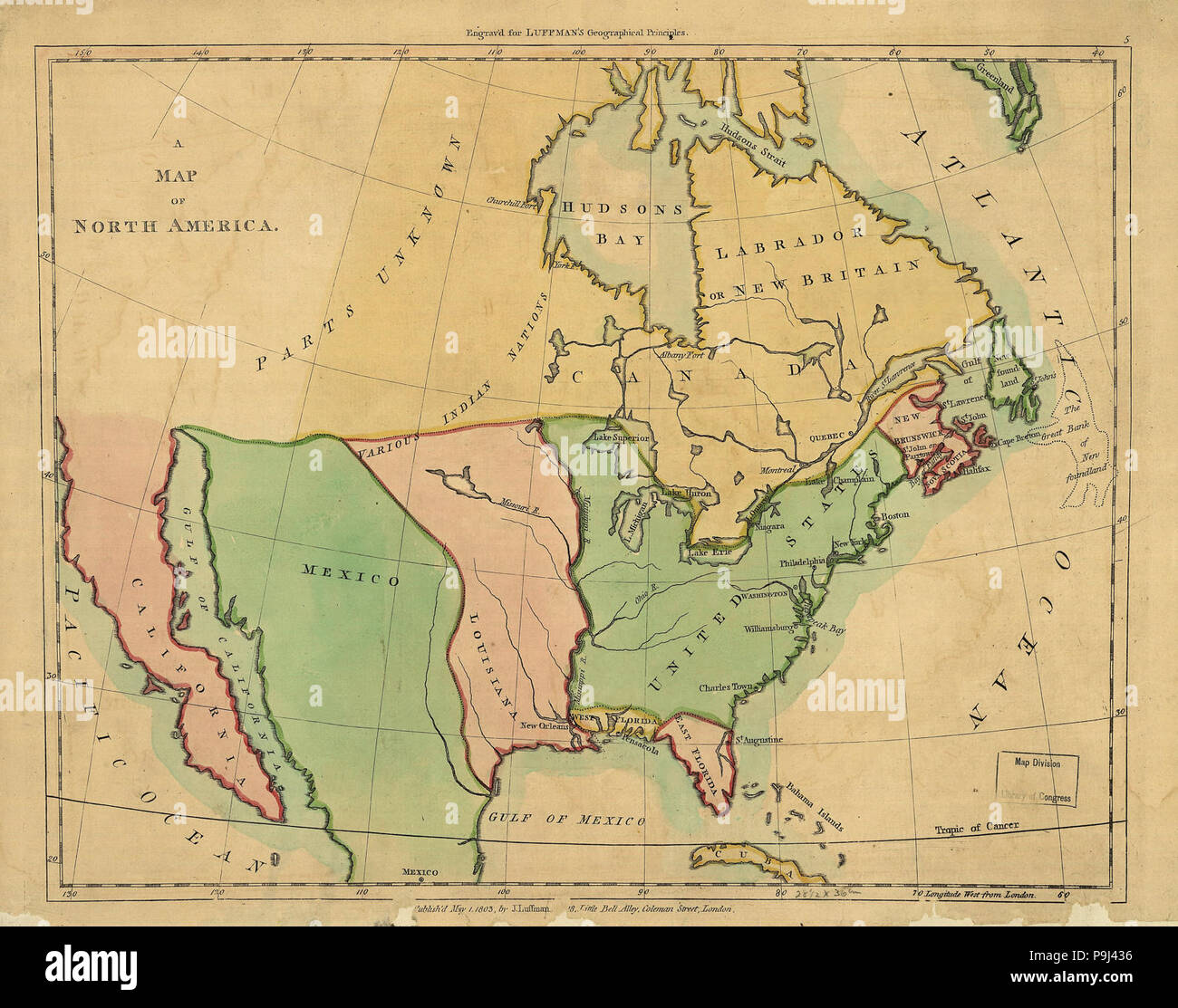 A map of North America ; Outline of North America, in correspond to the ...