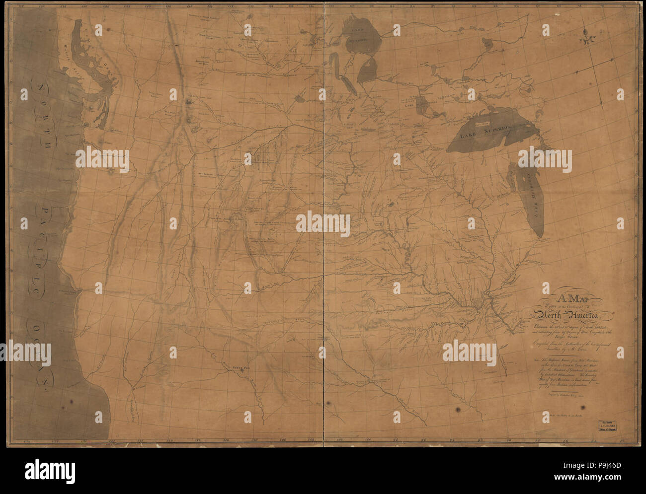 A map of part of the continent of North America - between the 35th and ...