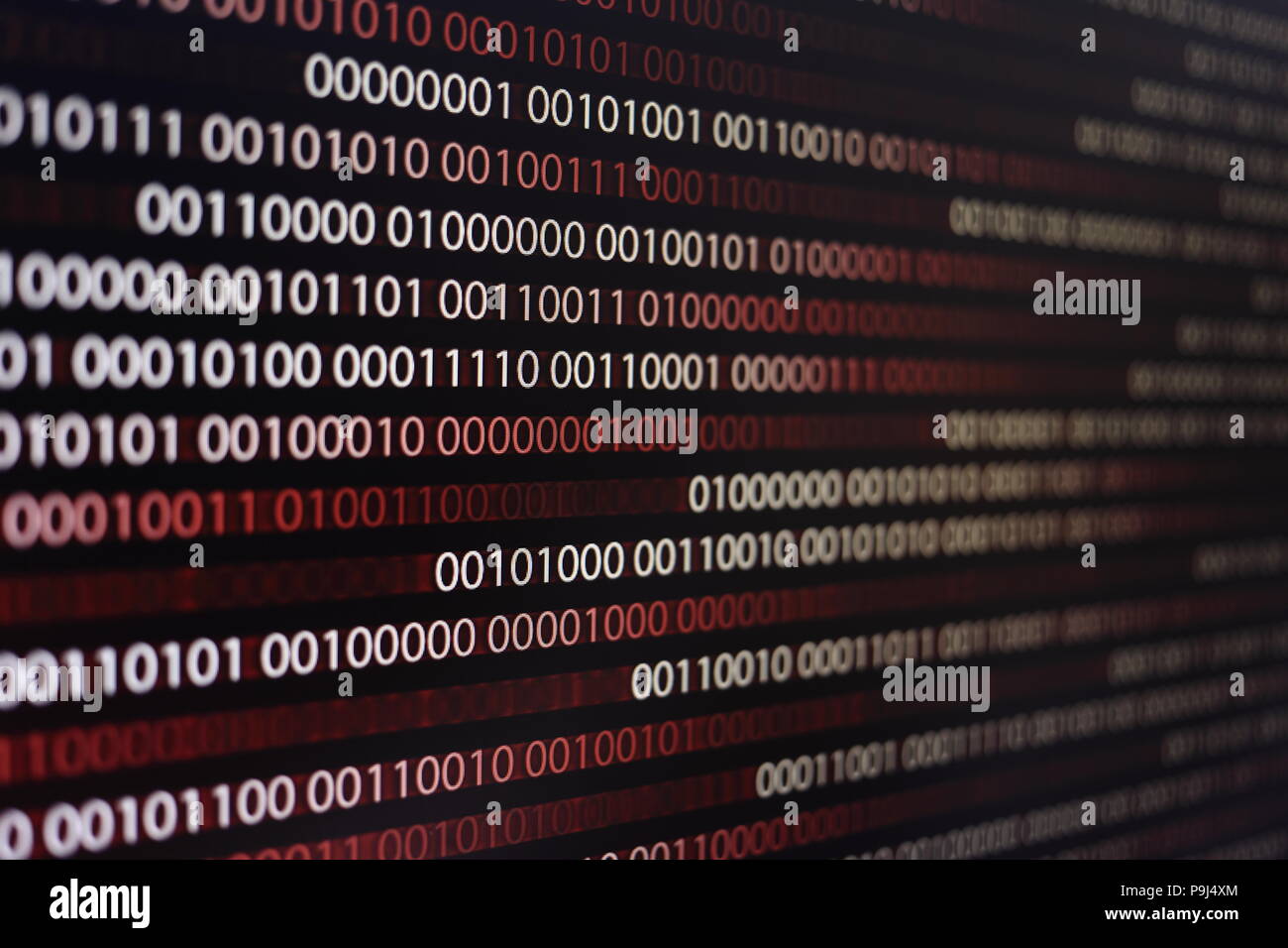 Blocks Of Binary Data Blockchain Concept Red Background With Computer Digital Binary Code Bit