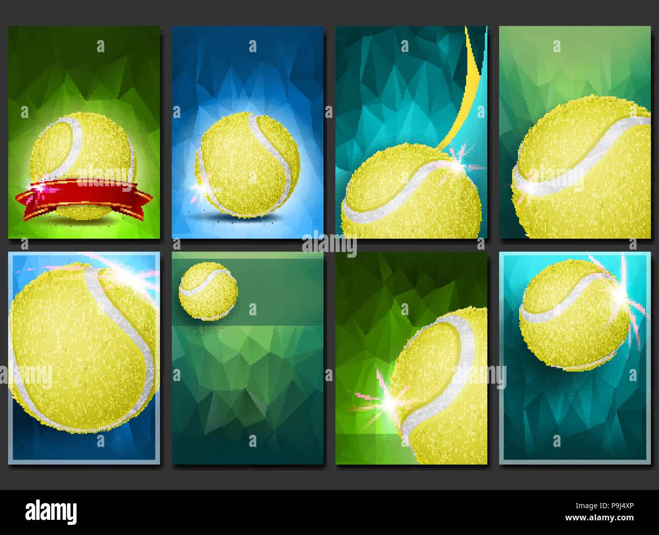 Tennis Poster Set Vector. Empty Template For Design. Promotion. Court ...