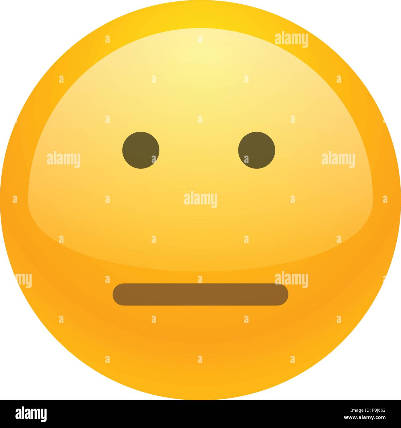 Isolated yellow emoticon expressionless smiley. Pocker-faced Stock ...