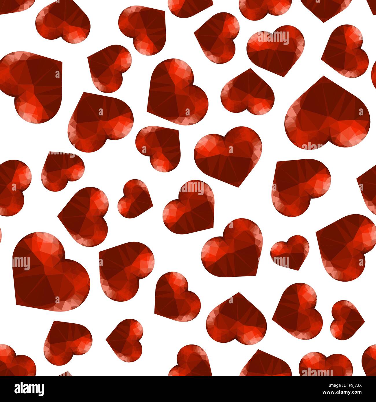 Red Polygonal Heart Random Seamless Pattern Stock Vector Image & Art ...