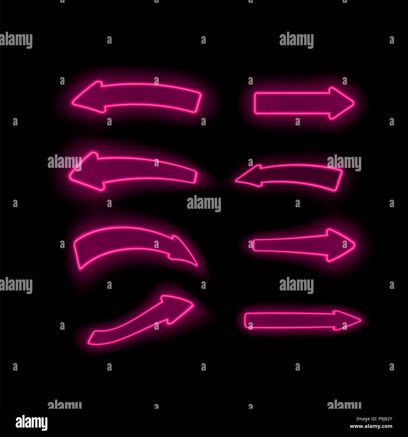 Arrows in pink neon light hi-res stock photography and images - Alamy