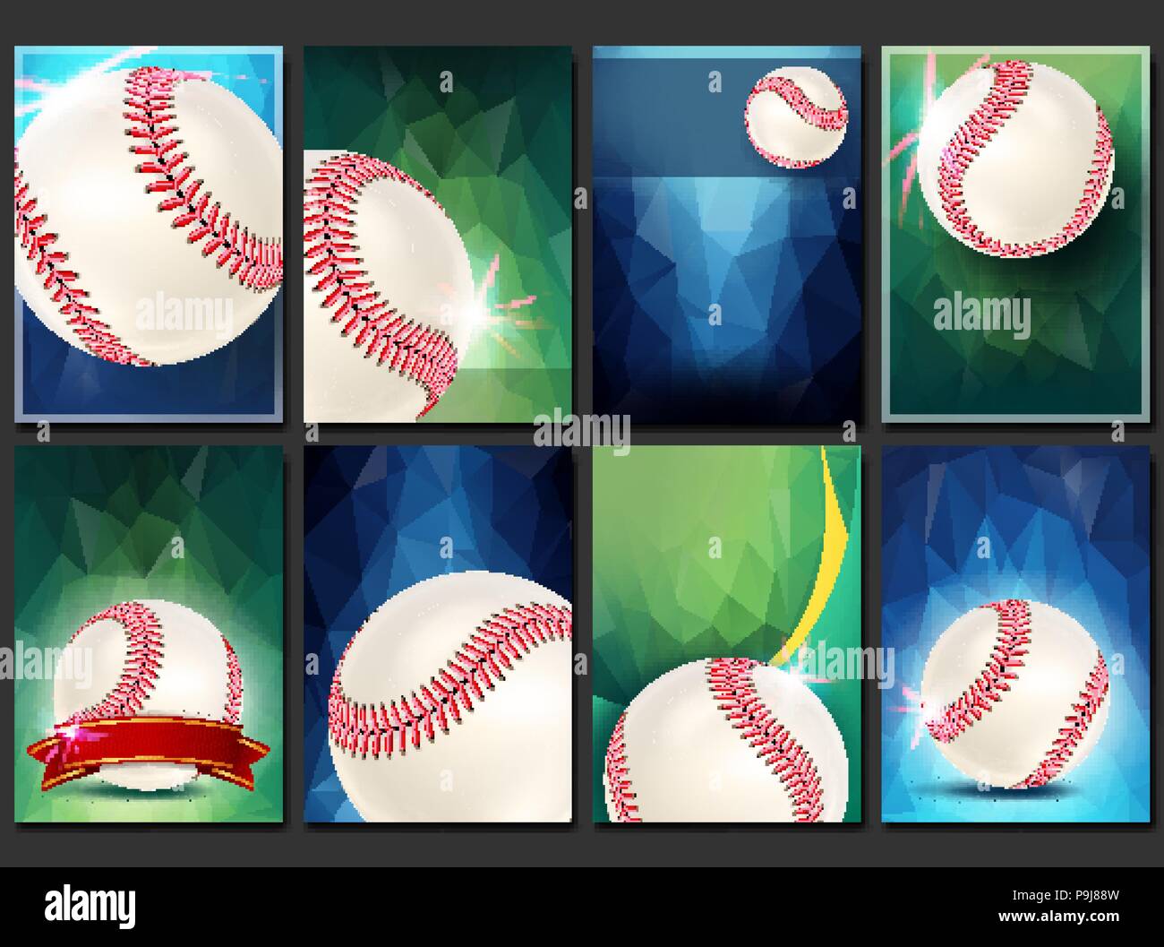 Baseball Poster Set Vector. Empty Template For Design. Promotion. Base ...