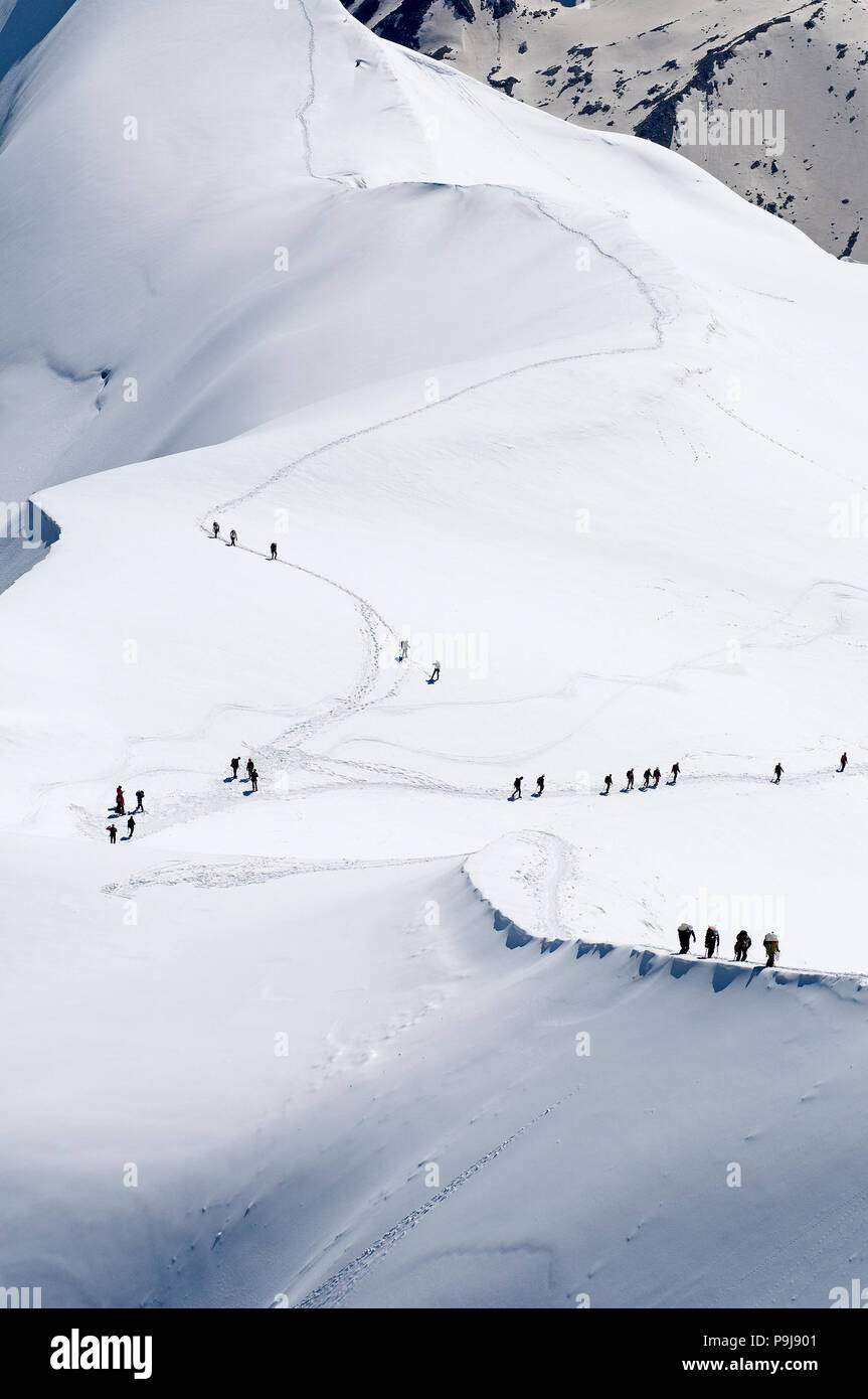 Mountaineering, descent and climbing of Mont Blanc, France Stock Photo ...