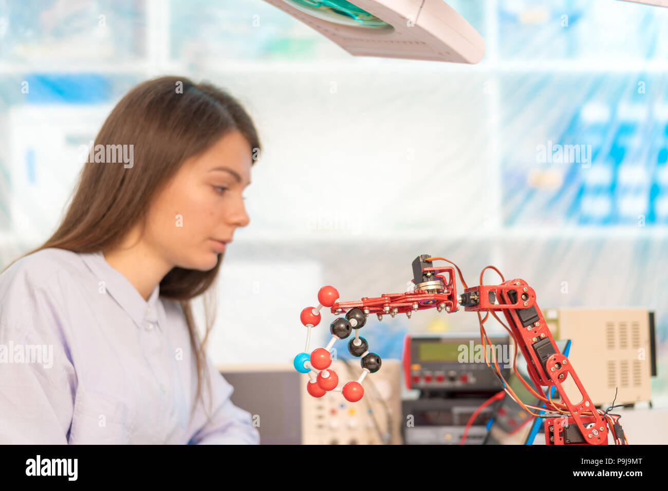 Student girl in robotics class Stock Photo - Alamy
