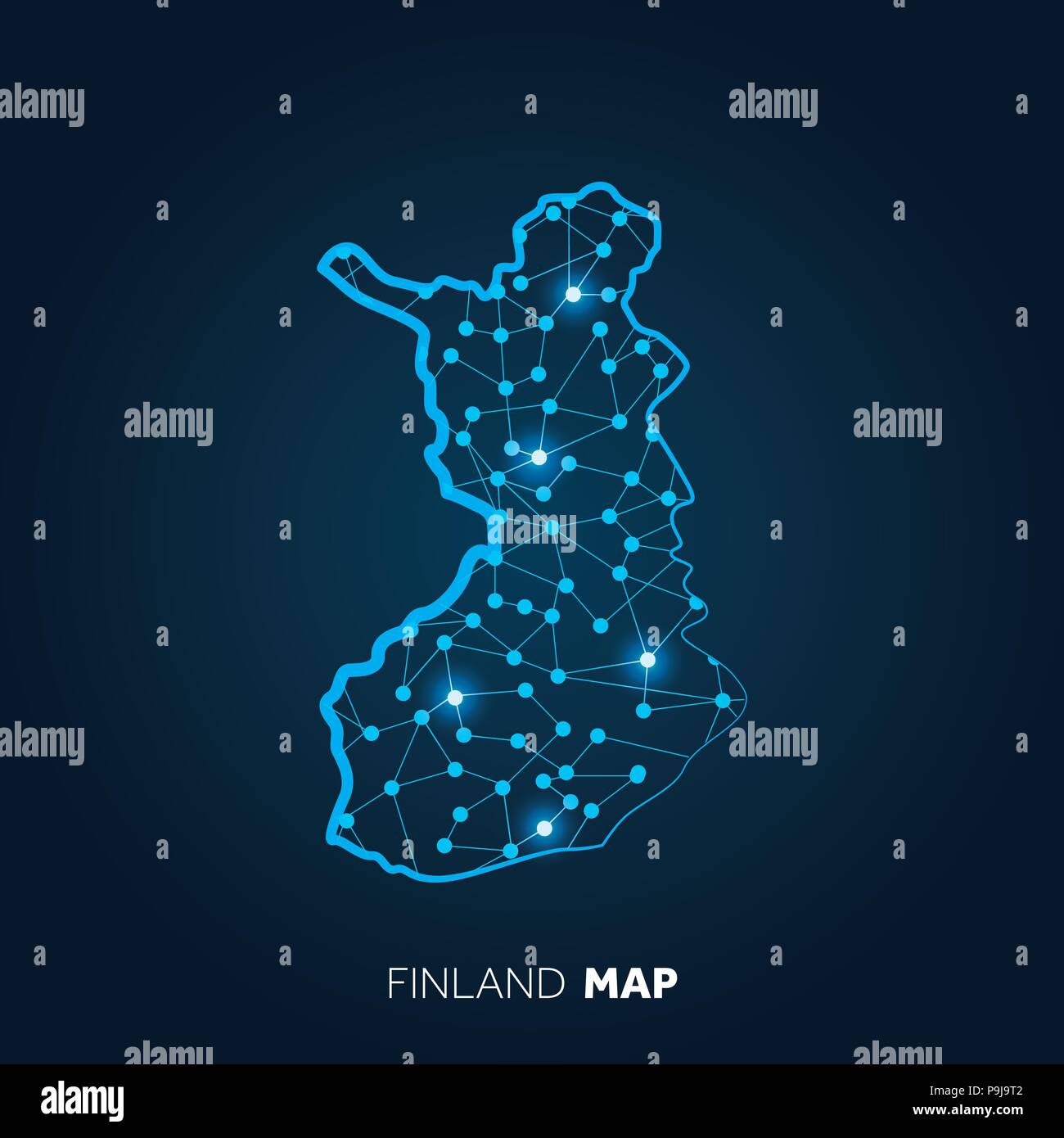 Map of Finland made with connected lines and glowing dots Stock Vector ...
