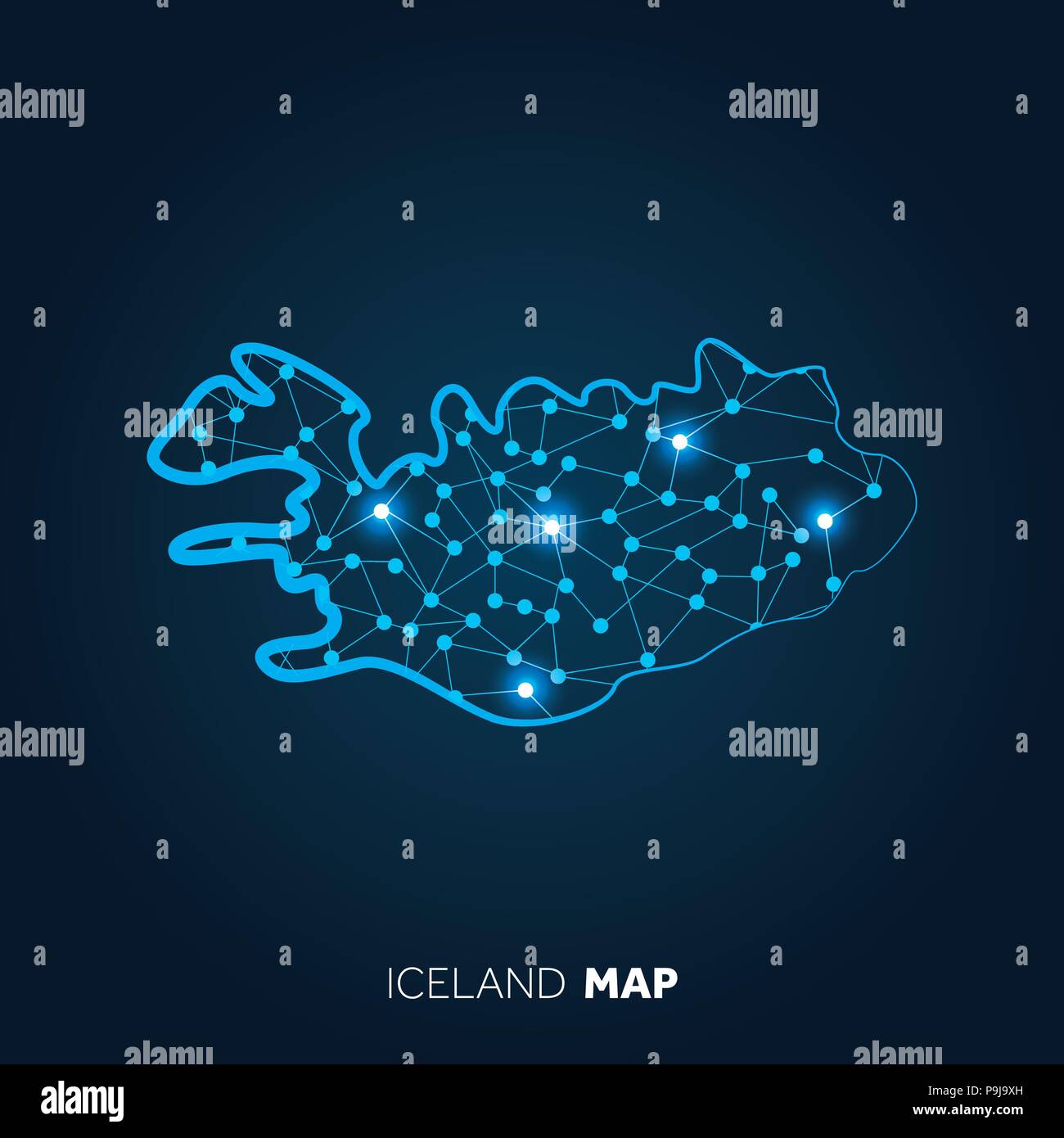 Iceland polygonal map hi-res stock photography and images - Alamy