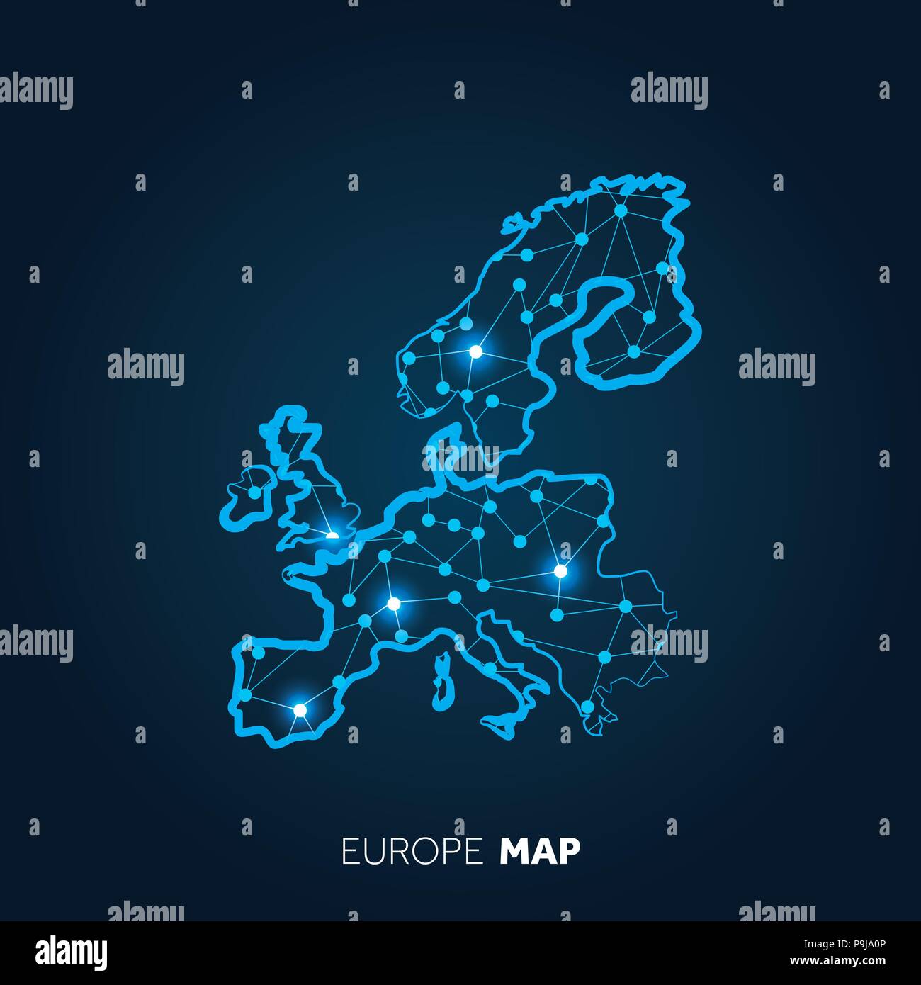 Map europe blue dots Stock Vector Images - Alamy