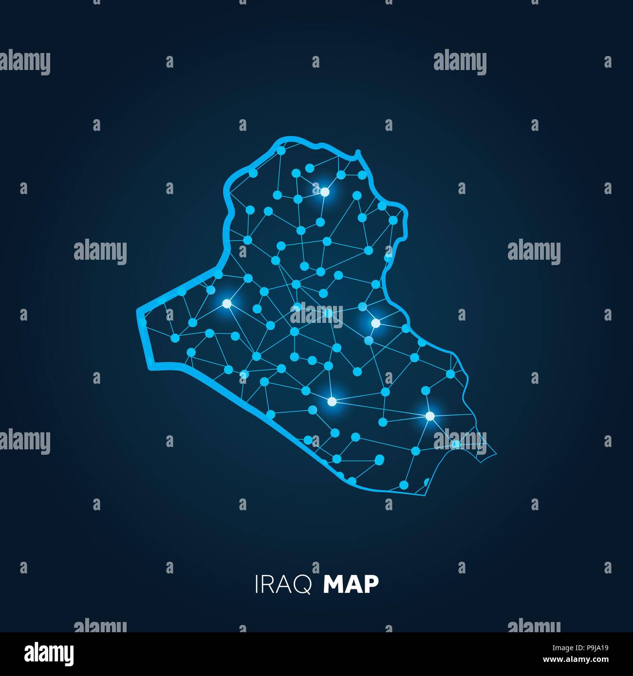Map of Iraq made with connected lines and glowing dots Stock Vector ...