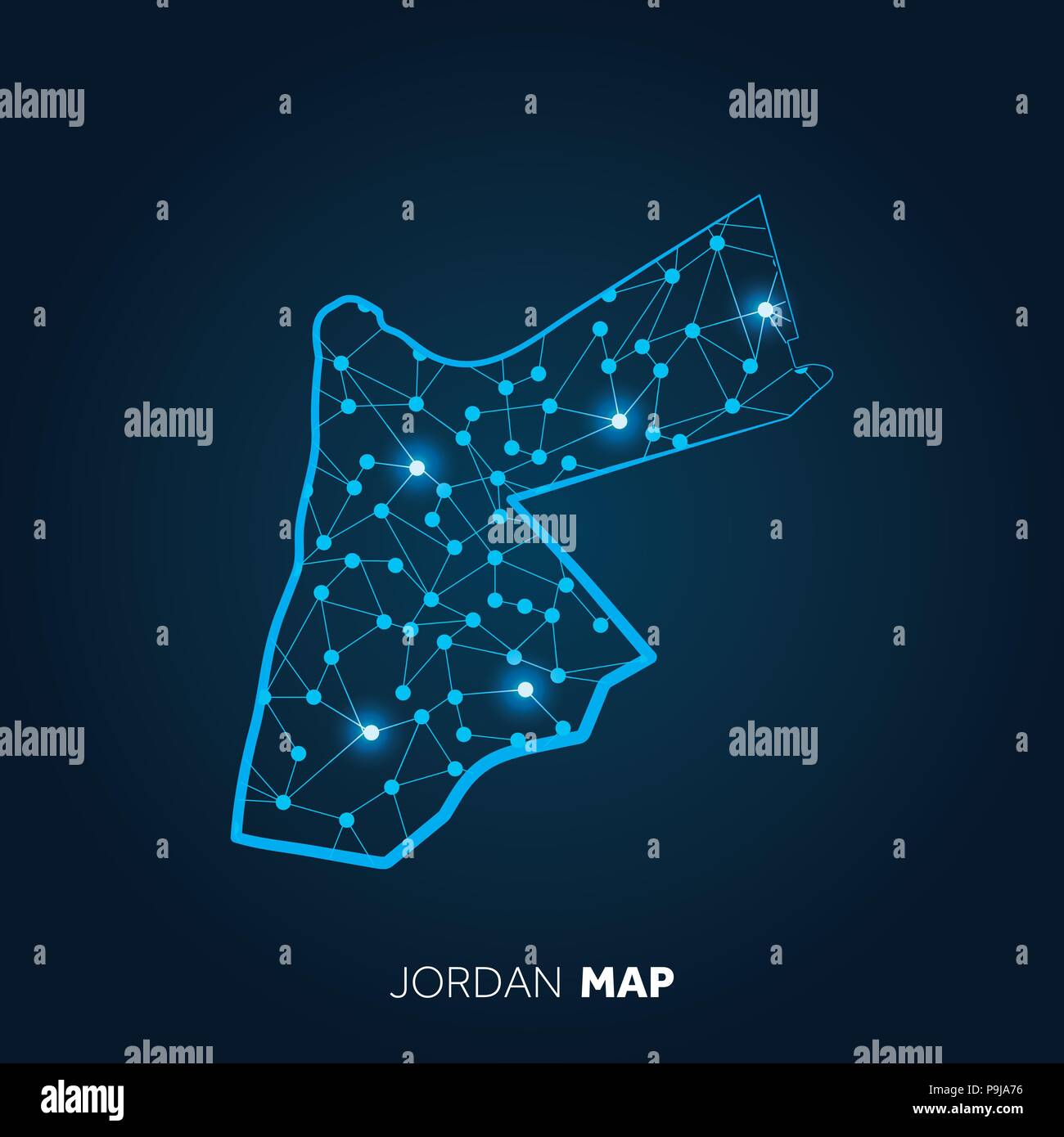 Map of Jordan made with connected lines and glowing dots Stock Vector ...