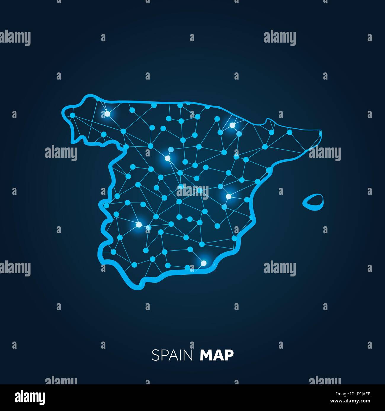 Map of Spain made with connected lines and glowing dots Stock Vector ...