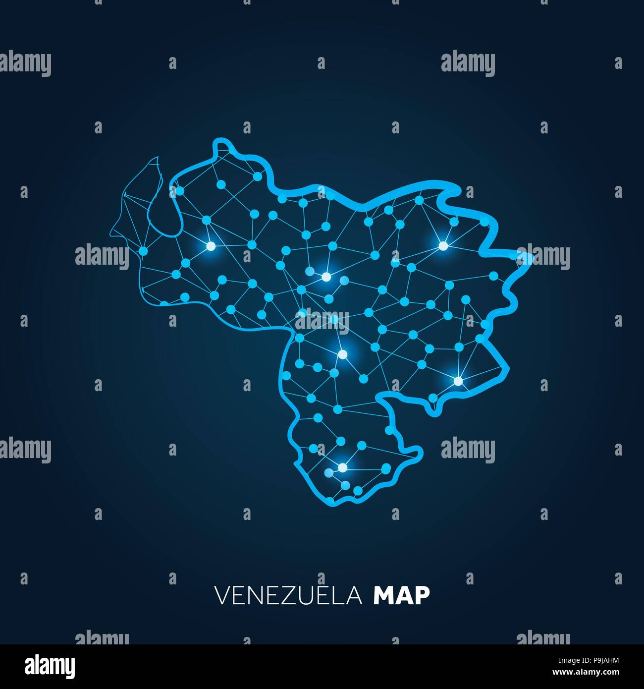 Map of Venezuela made with connected lines and glowing dots Stock ...