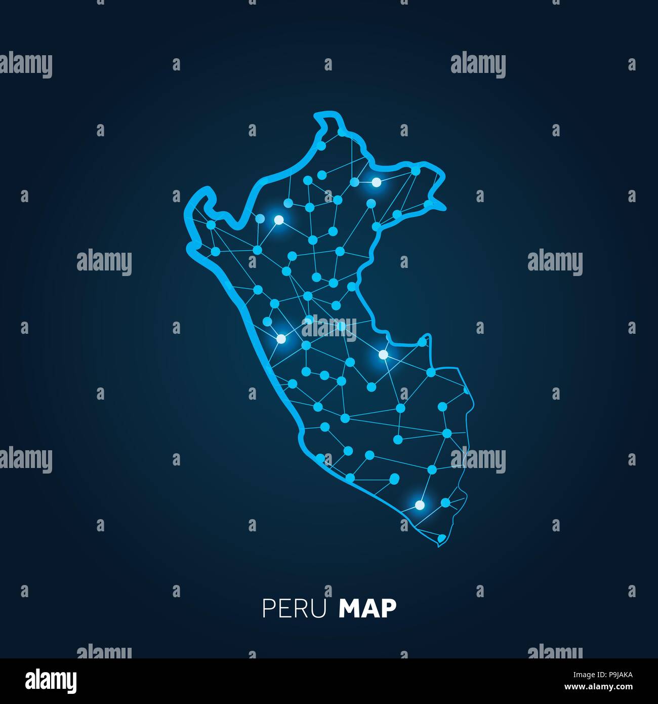 Map of Peru made with connected lines and glowing dots Stock Vector ...