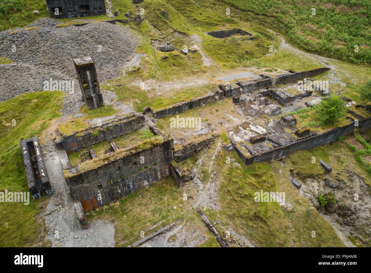 Industrial archaeology in the UK: Aerial view of the ruins of Bwlch ...