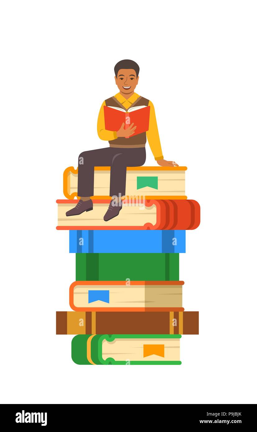 Illustration black boy reading book hi-res stock photography and images ...