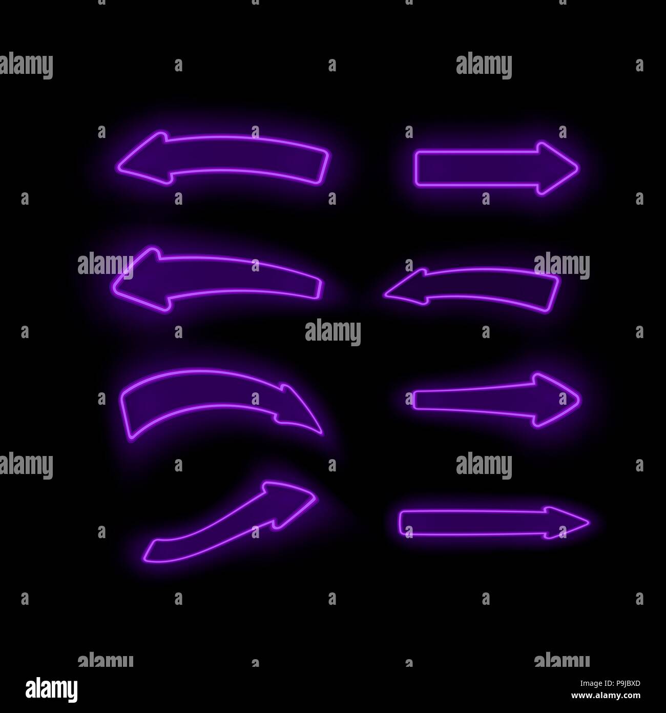 Set of Different Neon Purple Arrows Stock Vector Image & Art - Alamy
