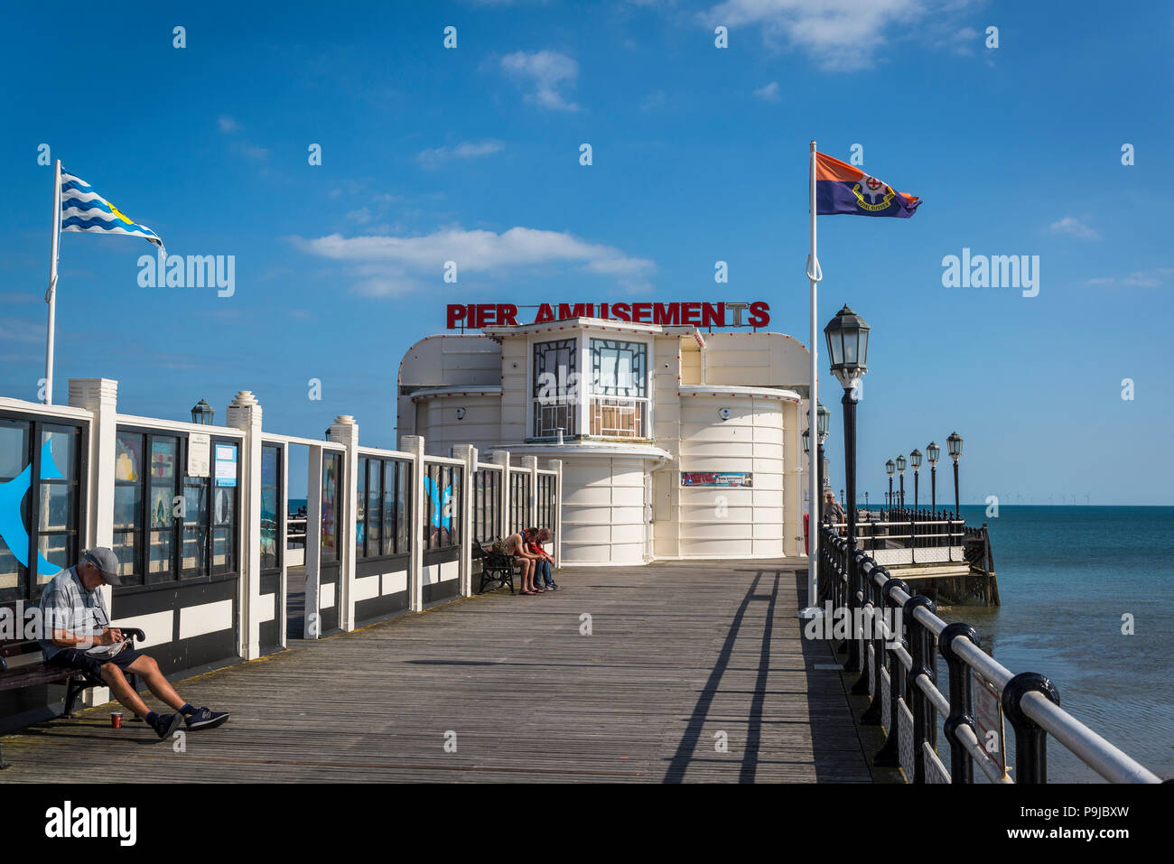 Worthing Pier promenade deck, a Grade II listed building opened in 1862 ...