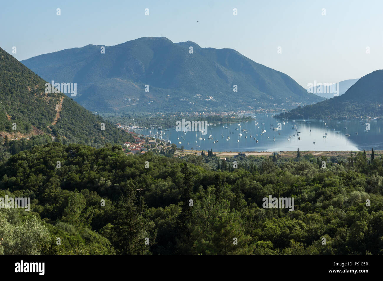 Amazing panorama of Nidri Bay, Lefkada, Ionian Islands, Greece Stock ...