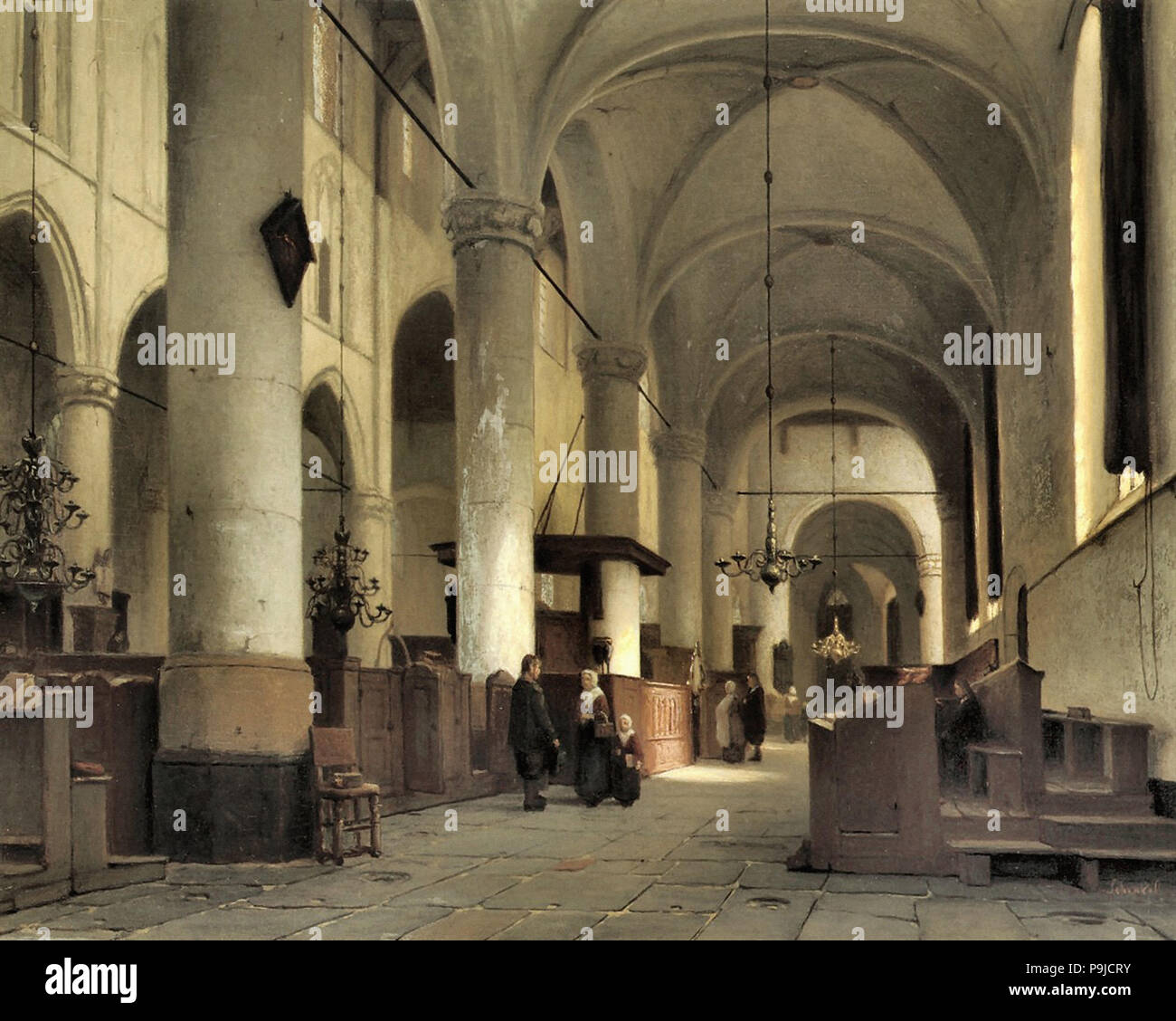 Schenkel Jan Jacob - a Sunlit Church Interior Stock Photo - Alamy