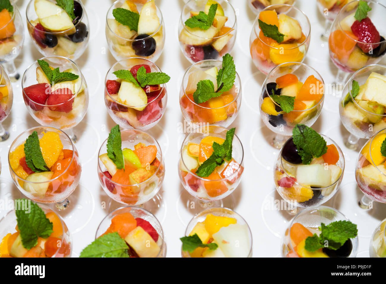 Fruit in glasses. Slide fruit for banquet or wedding Stock Photo - Alamy