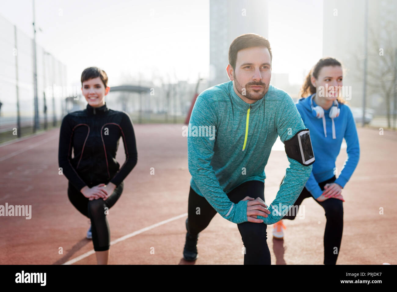 Group of healthy friends living fit and active lifestyles Stock Photo ...