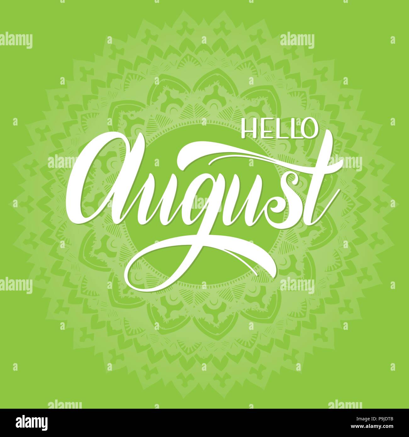Hello August lettering. Elements for invitations, posters, greeting ...