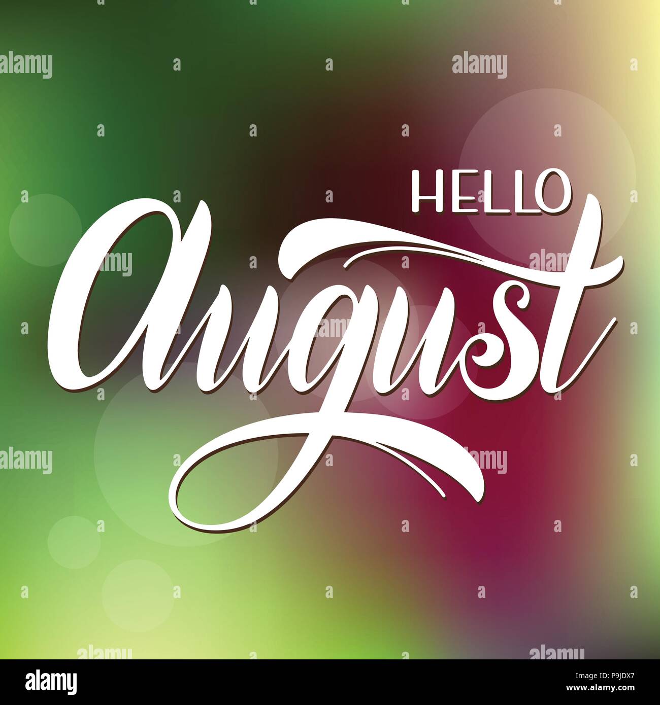 Hello August lettering. Elements for invitations, posters, greeting ...