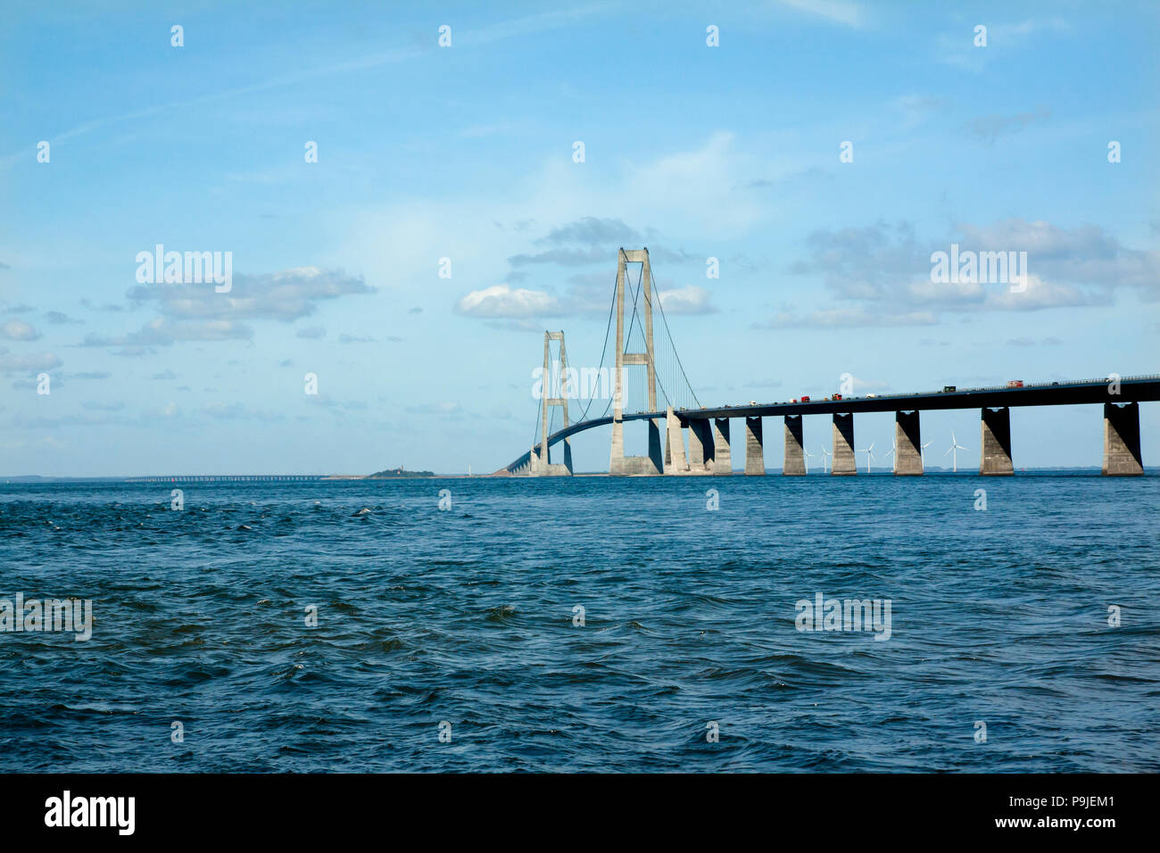 The great belt bridge, Storebelt in Denmark, connecting Zealand with ...