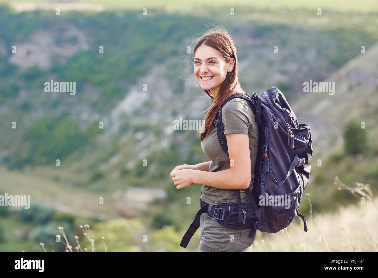 Girl in backpack hi-res stock photography and images - Alamy
