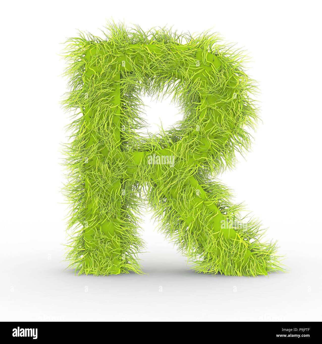 Green fur letter R isolated on white background Stock Photo - Alamy