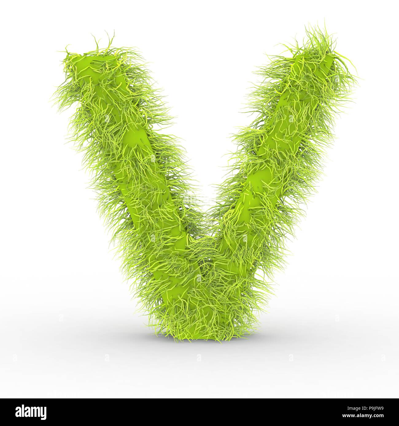 Green fur letter V isolated on white background Stock Photo - Alamy