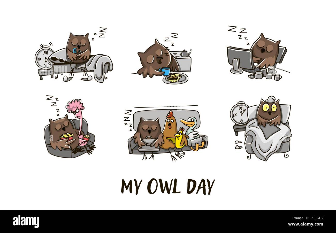 Owl and the day of the owl. Humorous comics about the life of an owl ...