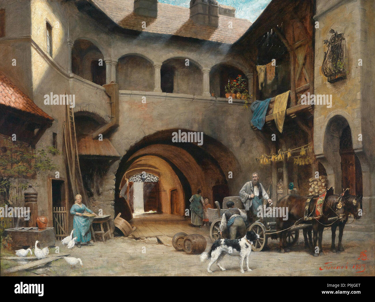 Schonn Alois - Old Courtyard in Friesach with Waggon Stock Photo - Alamy