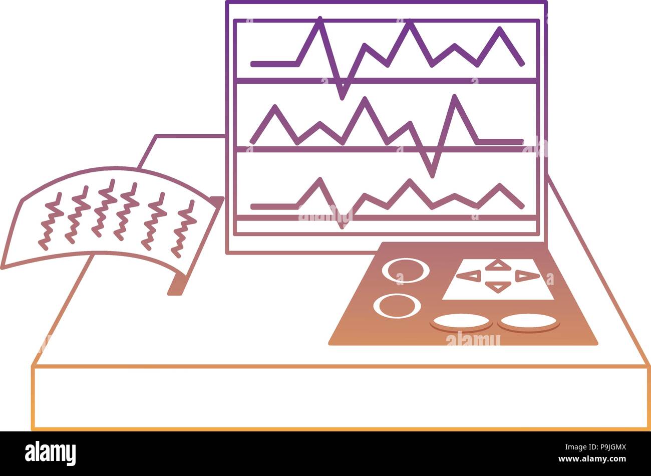 cardiac monitor icon over white background, vector illustration Stock ...