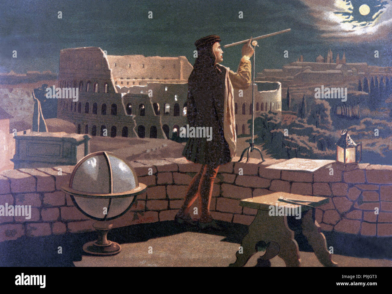 Drawing that shows Copernicus watching the stars in Rome, Nicholas ...